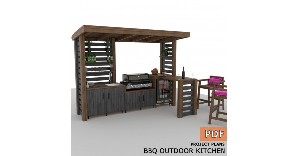 Step-by-Step Plans for a Wooden Outdoor Kitchen - Digital Download Only