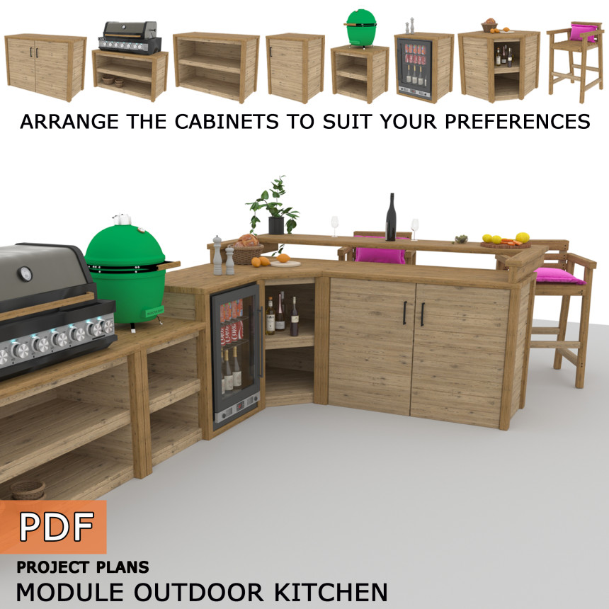 Modular Outdoor Kitchen & BBQ Table Plans - Instant Digital Download ...