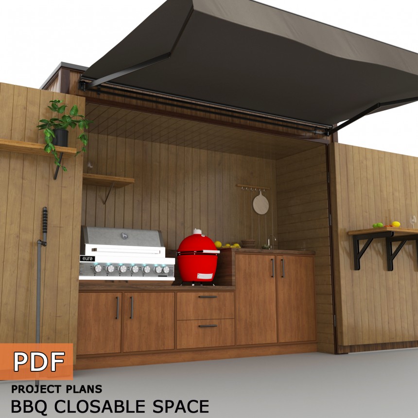 DIY Grill Shed Station Plans | Enclosed BBQ Area | Downloadable PDF
