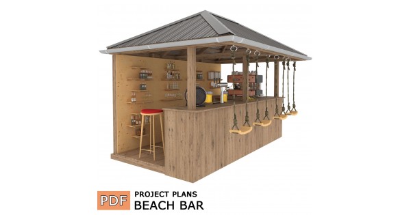 DIY Beach bar, outdoor open-air bar, backyard party pavilion, outdoor ...
